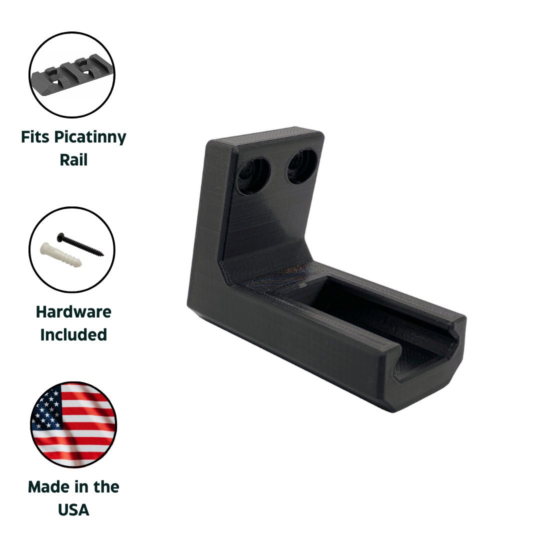 Pistol Picatinny Rail Mount Wall / Gun Holder Rack Storage Organizer ...