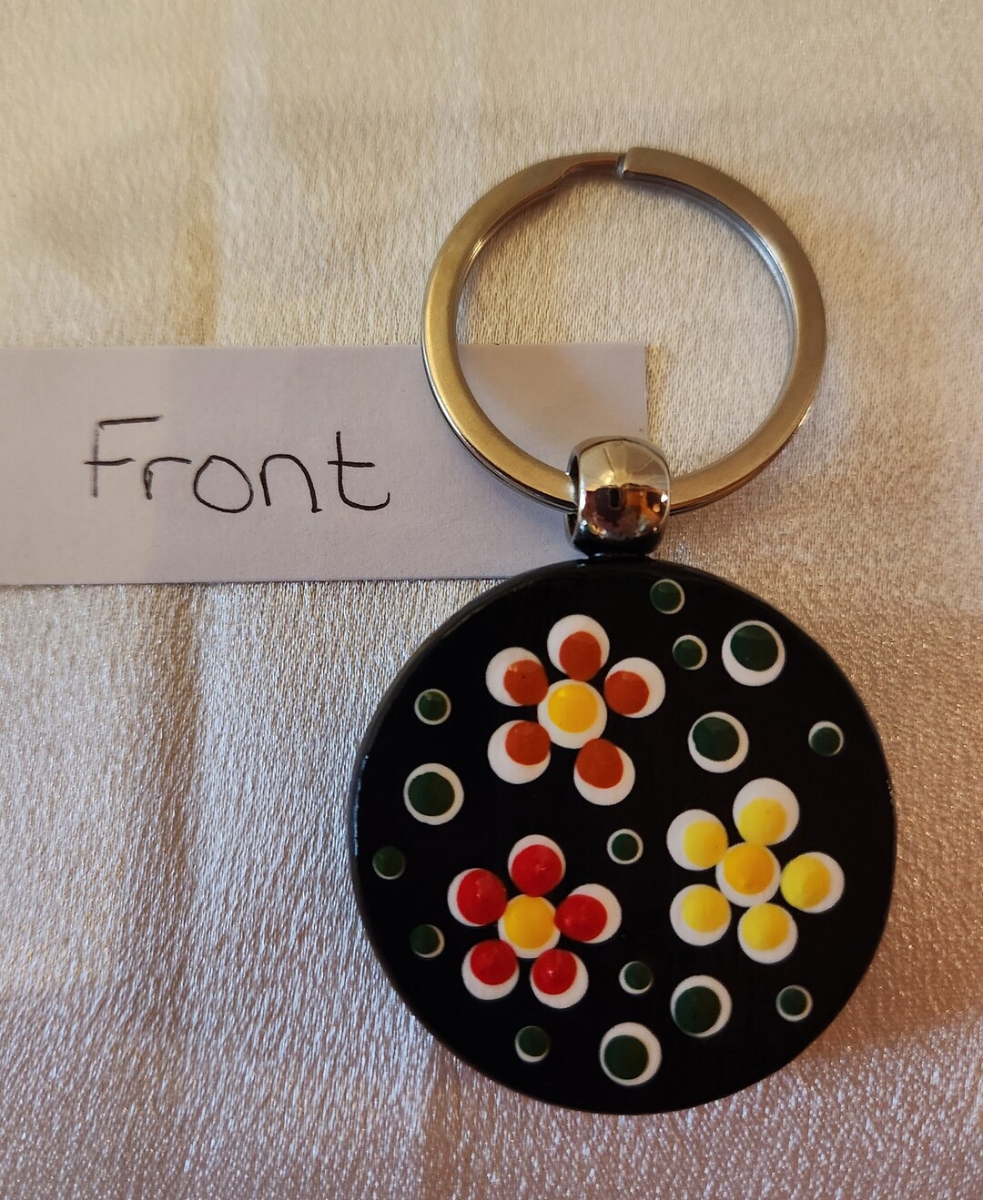 Hand Painted Flower Double Sided Dot Mandala Keychain - Etsy