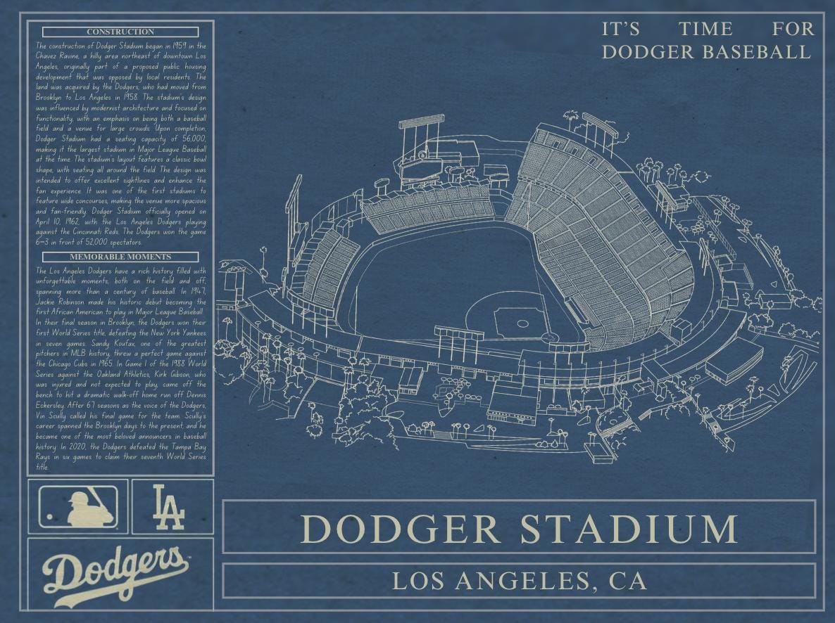 Dodger Stadium Blueprint Digital File - Etsy