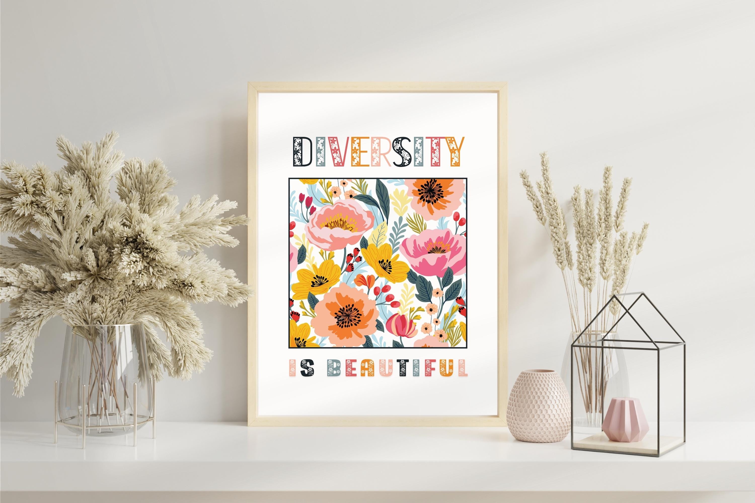 Floral Diversity Classroom Poster, School Counselor Office Decor ...