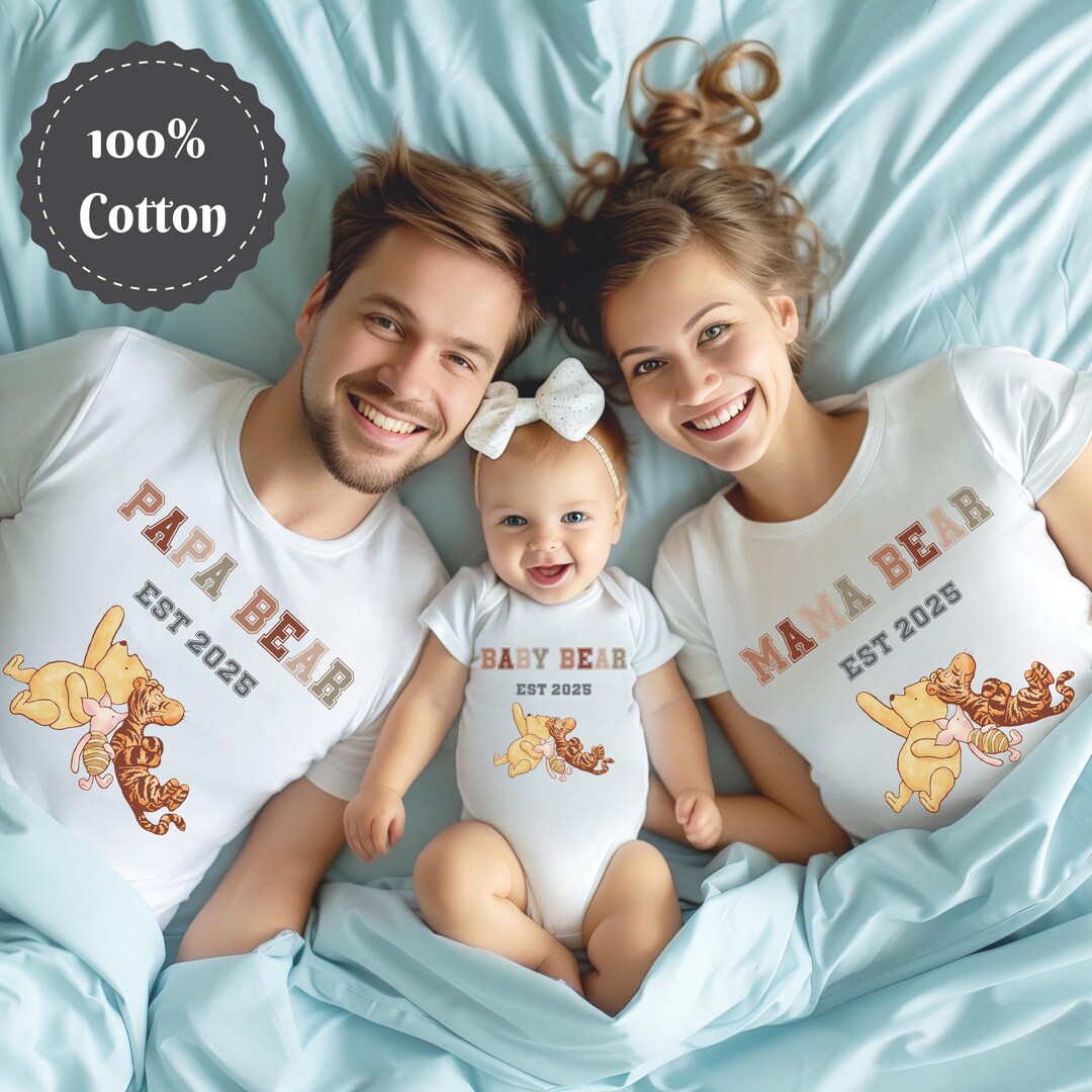 Classic Vintage Pooh Bear Matching Family T-shirts Set, Mama Papa Pooh ...