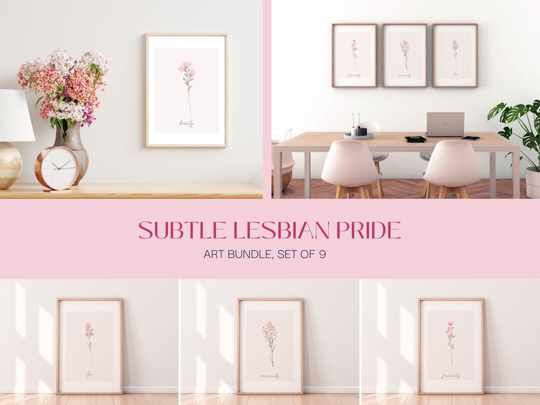 Subtle Lesbian Pride, Lesbian Pride Flag Blush Pink Wall Art, Subtle ...