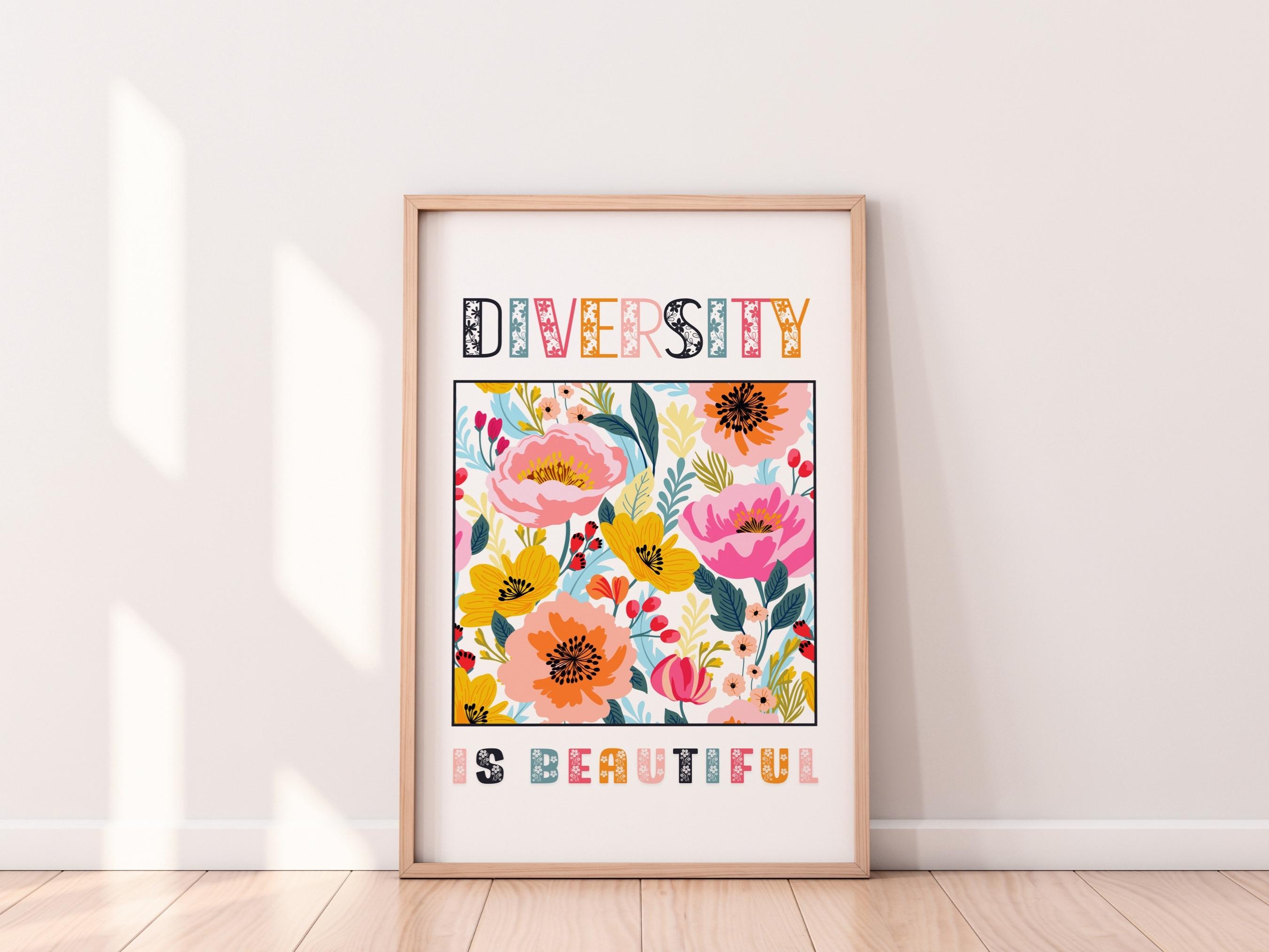 Floral Diversity Classroom Poster, School Counselor Office Decor ...