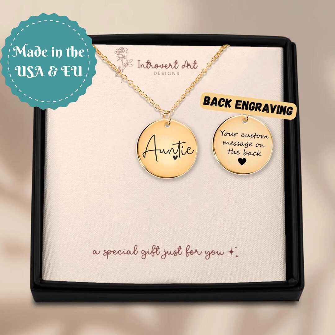 New Auntie Necklace, Promotion to Aunt, Engraved Mothers Days Jewelry ...