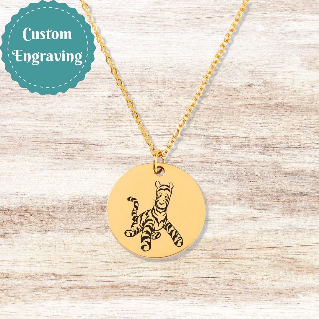 Custom Engraved Tigger Necklace, Winnie the Pooh Friend Gift - Etsy