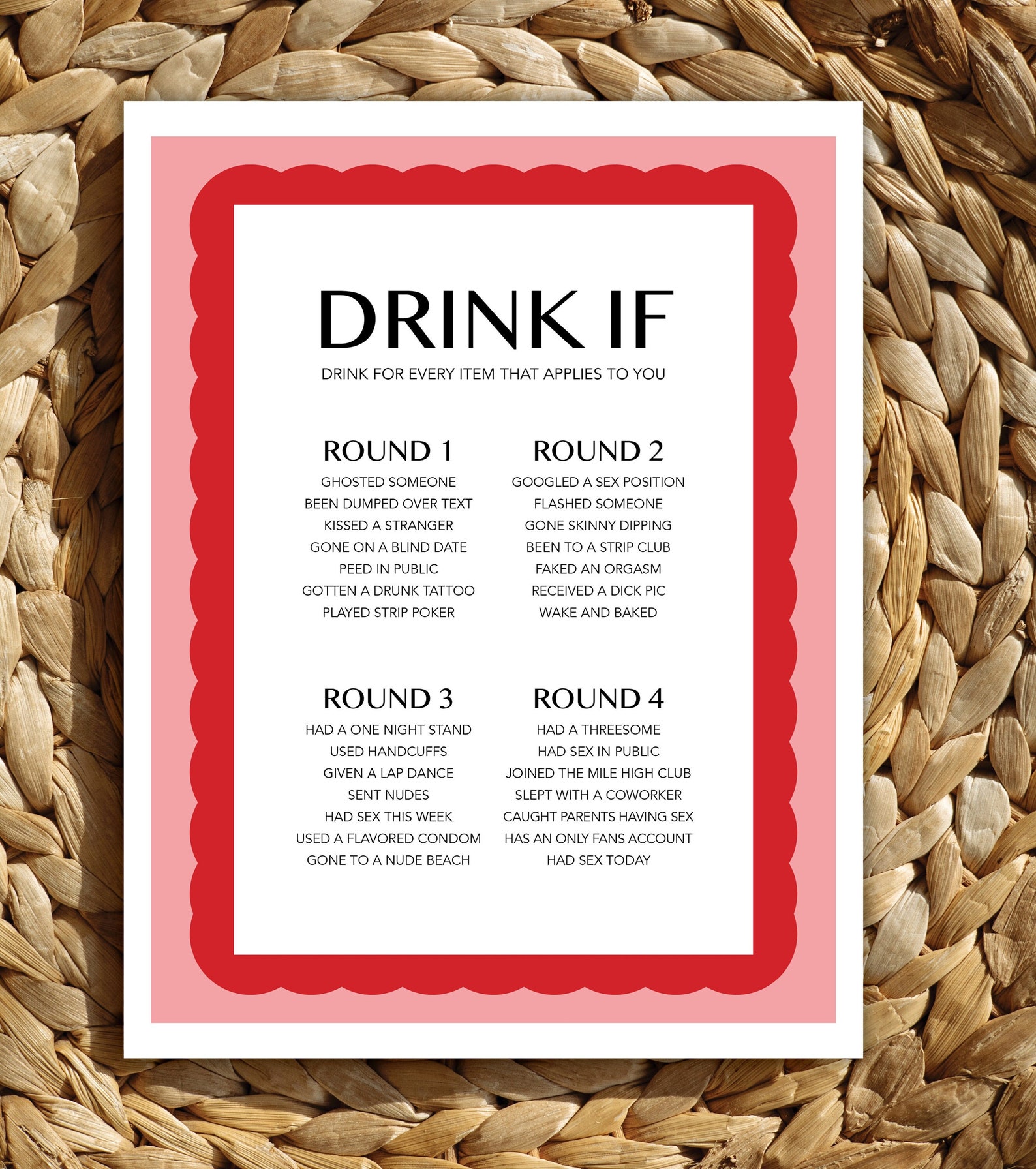 Drink If Party Game - Printable Wedding, Bridal Shower, Bachelorette ...