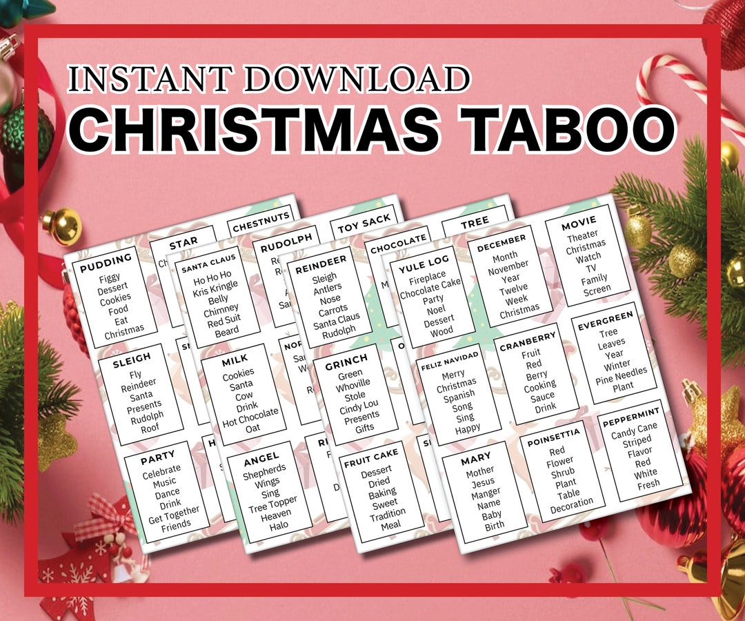 Christmas Taboo Card Game, Printable, Customizable Holiday Fun for the ...