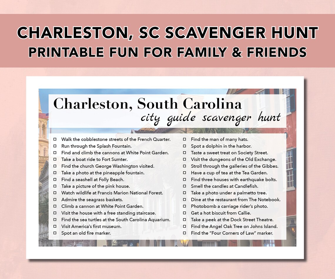 Charleston, SC - City Guide Scavenger Hunt - Fun Activity for Family ...