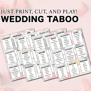 Wedding Shower Taboo Card Game - Printable Shower Fun for Family ...