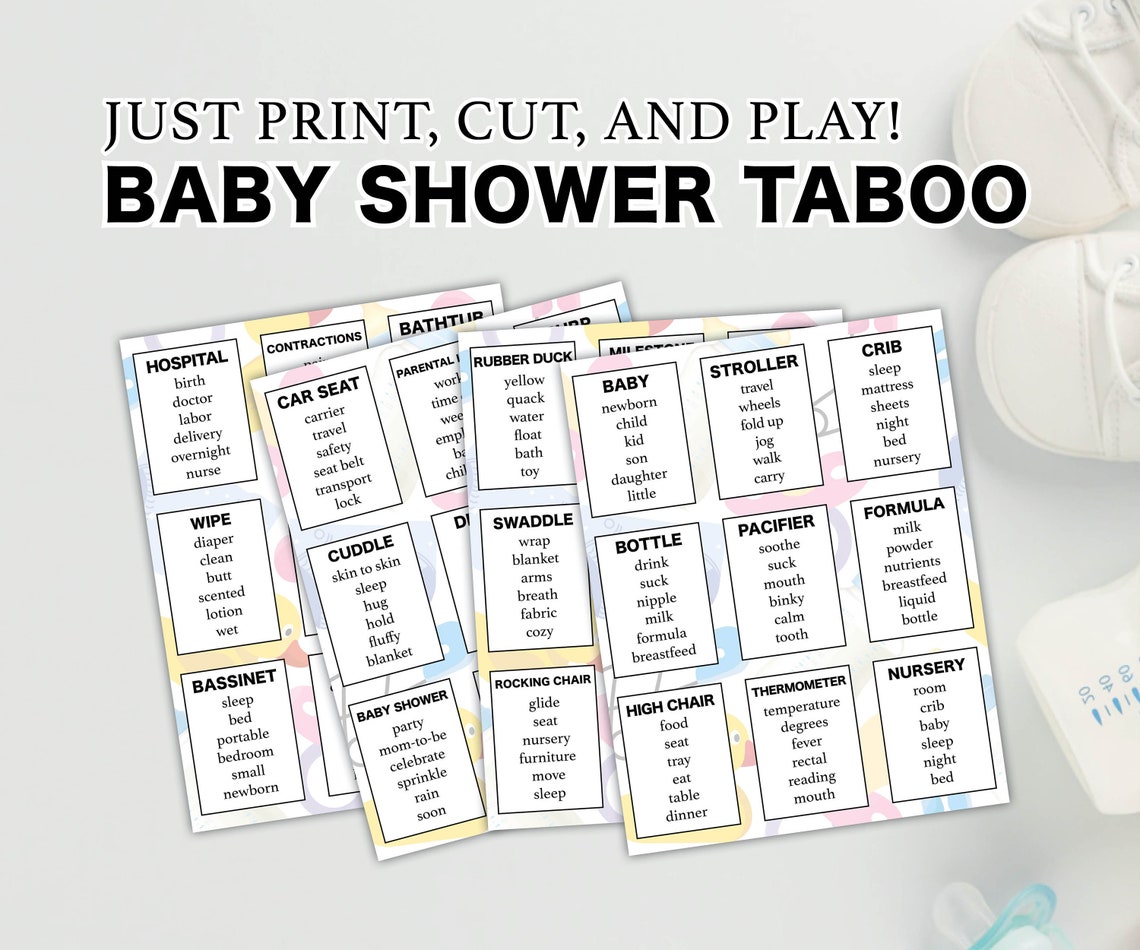 Baby Shower Taboo Card Game - Printable Shower Fun for Family, Friends ...