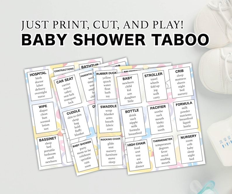 Baby Shower Taboo Card Game - Printable Shower Fun for Family, Friends ...