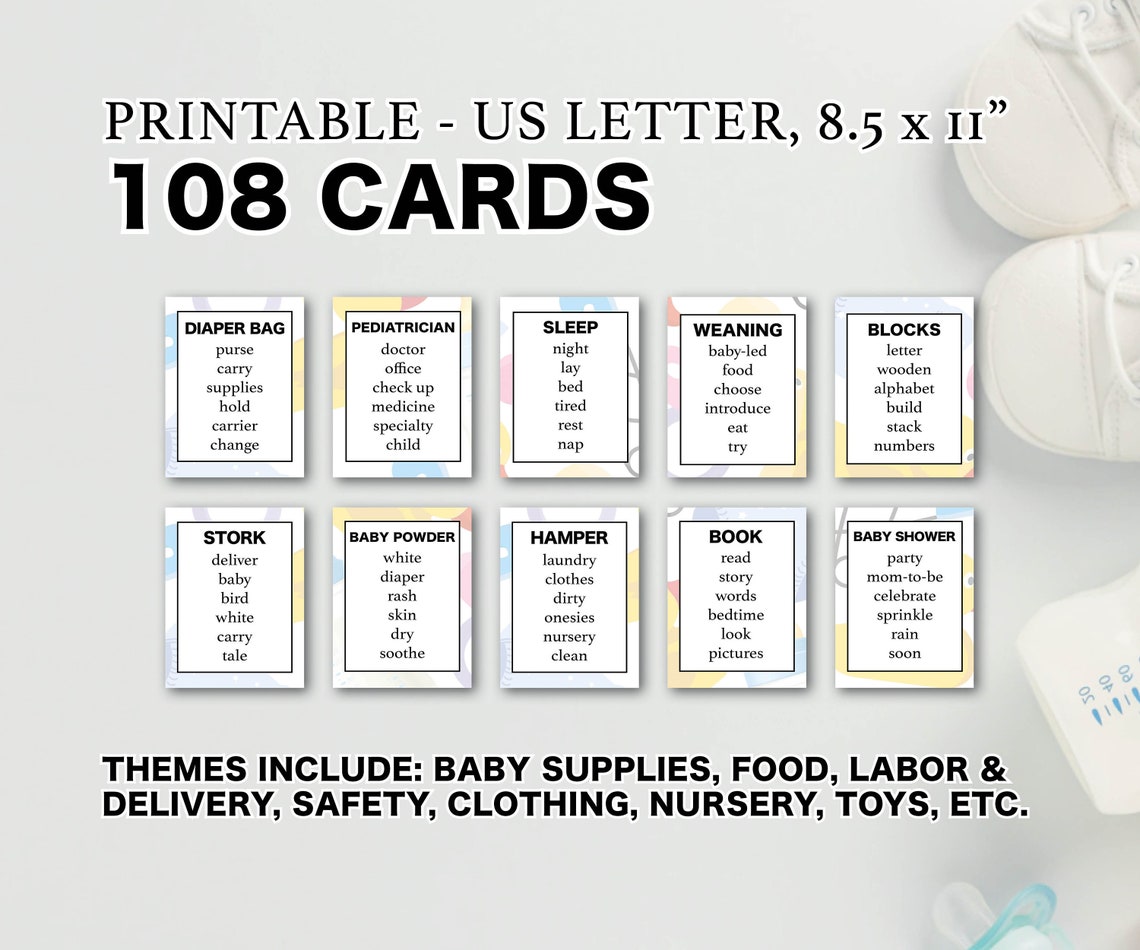 Baby Shower Taboo Card Game - Printable Shower Fun for Family, Friends ...