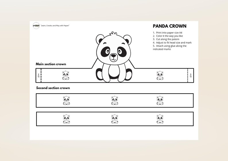 Printable Animal Panda for Kids – Bear Paper Crown (A4 PDF) | DIY Craft ...