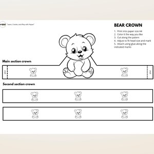 Printable Animal Crown for Kids – Bear Paper Crown (A4 PDF) | DIY Craft ...
