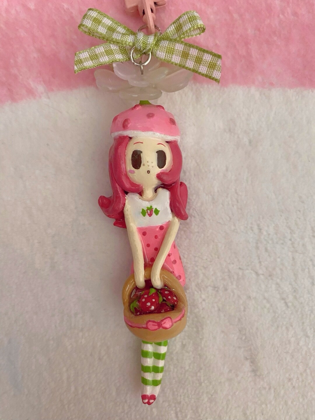 Strawberry Shortcake - Keychain - Clay Figure Charm - Handmade ...