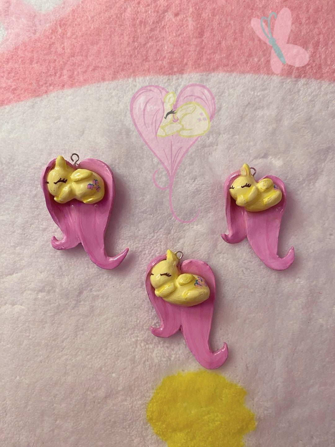Fluttershy Charm My Little Pony Keychain Clay Figure Charm Handmade ...