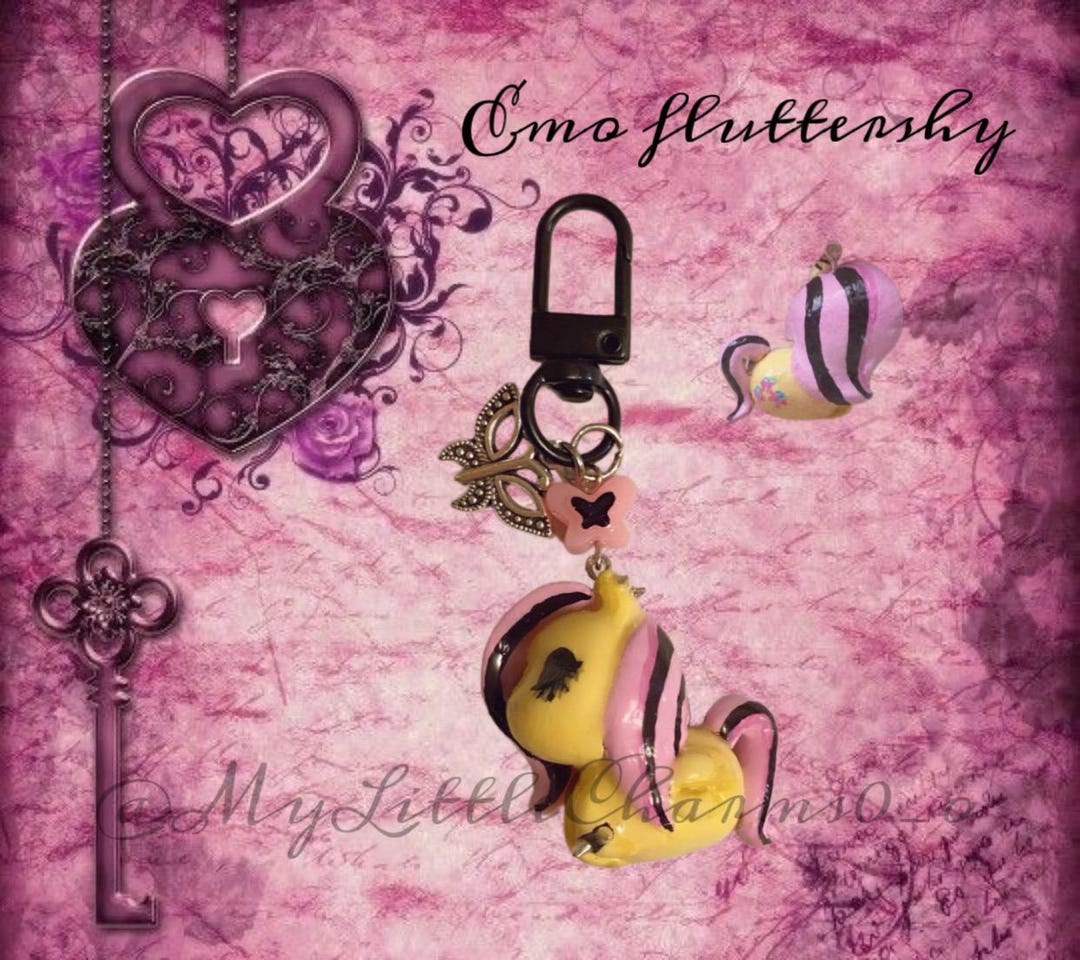 Emo Fluttershy - My Little Pony - Keychain - Clay Figure - Handmade ...