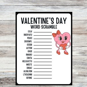 Printable Valentine's Day Word Scramble Worksheet - Etsy
