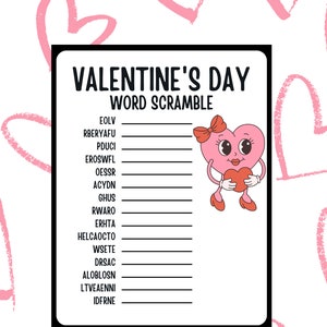 Printable Valentine's Day Word Scramble Worksheet - Etsy