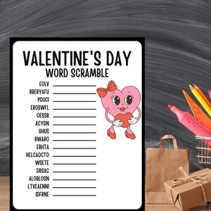 Printable Valentine's Day Word Scramble Worksheet - Etsy