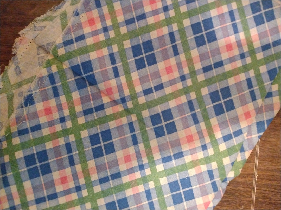 1950s Vintage Flour Sack Material in Blue, Pink, and Green Plaid - Etsy