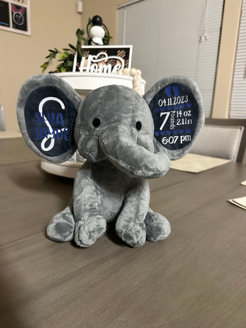 Plush Elephant Birth Stat Babys First Stuffy - Etsy