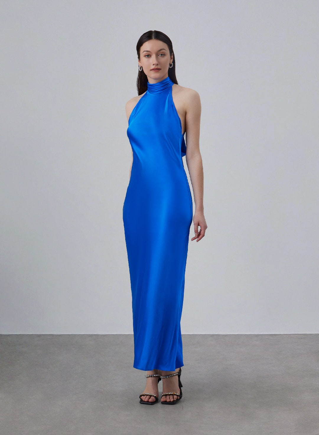 Halter Cocktail Silk Maxi Dress A-6 - Etsy