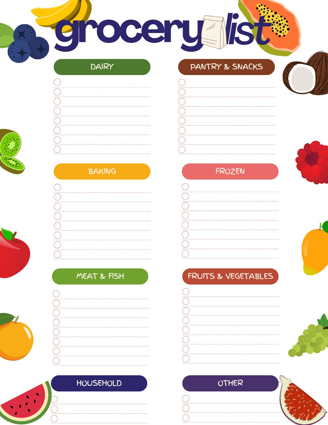 Grocery List, Shopping List, Cute Colorful Shopping, Make Shopping Fun ...