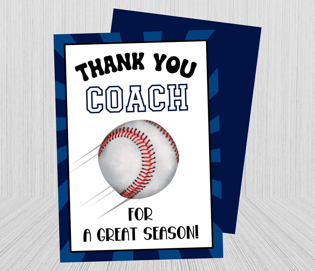 Printable Baseball Coach Thank You Card for Him, Thank You for Baseball ...