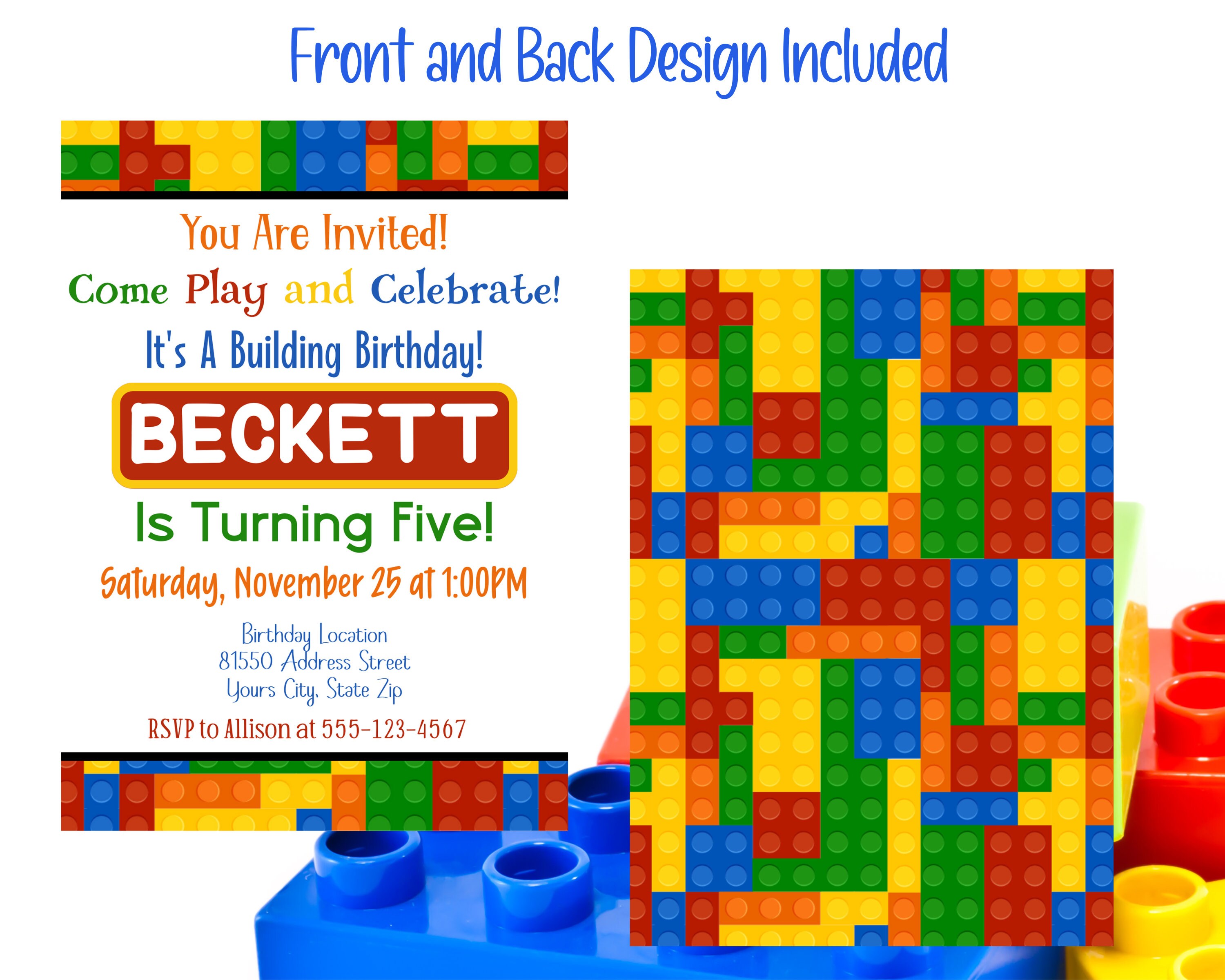 Editable Building Block Invitation, Building Block Birthday Invitation ...