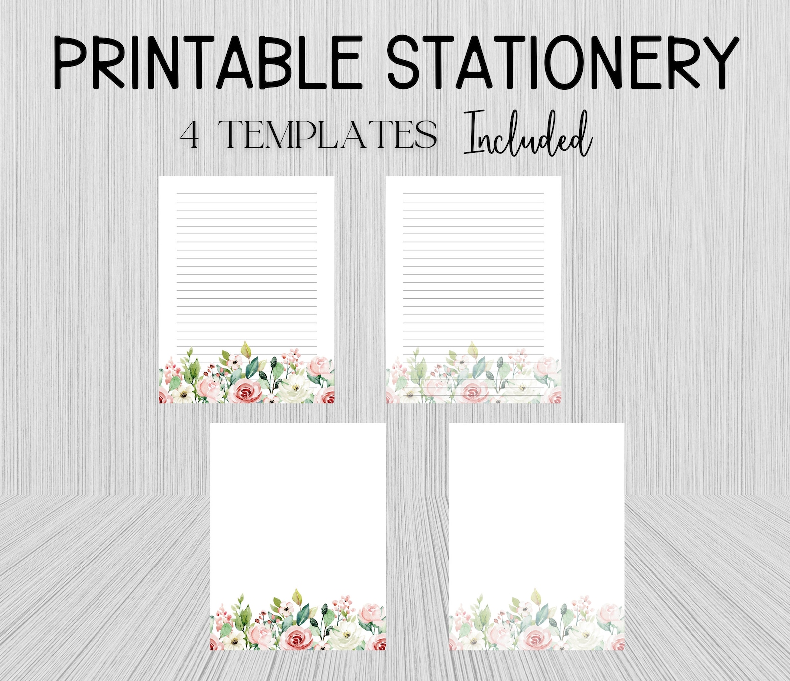 Printable Floral Stationery, Printable Writing Paper, Stationery Paper ...