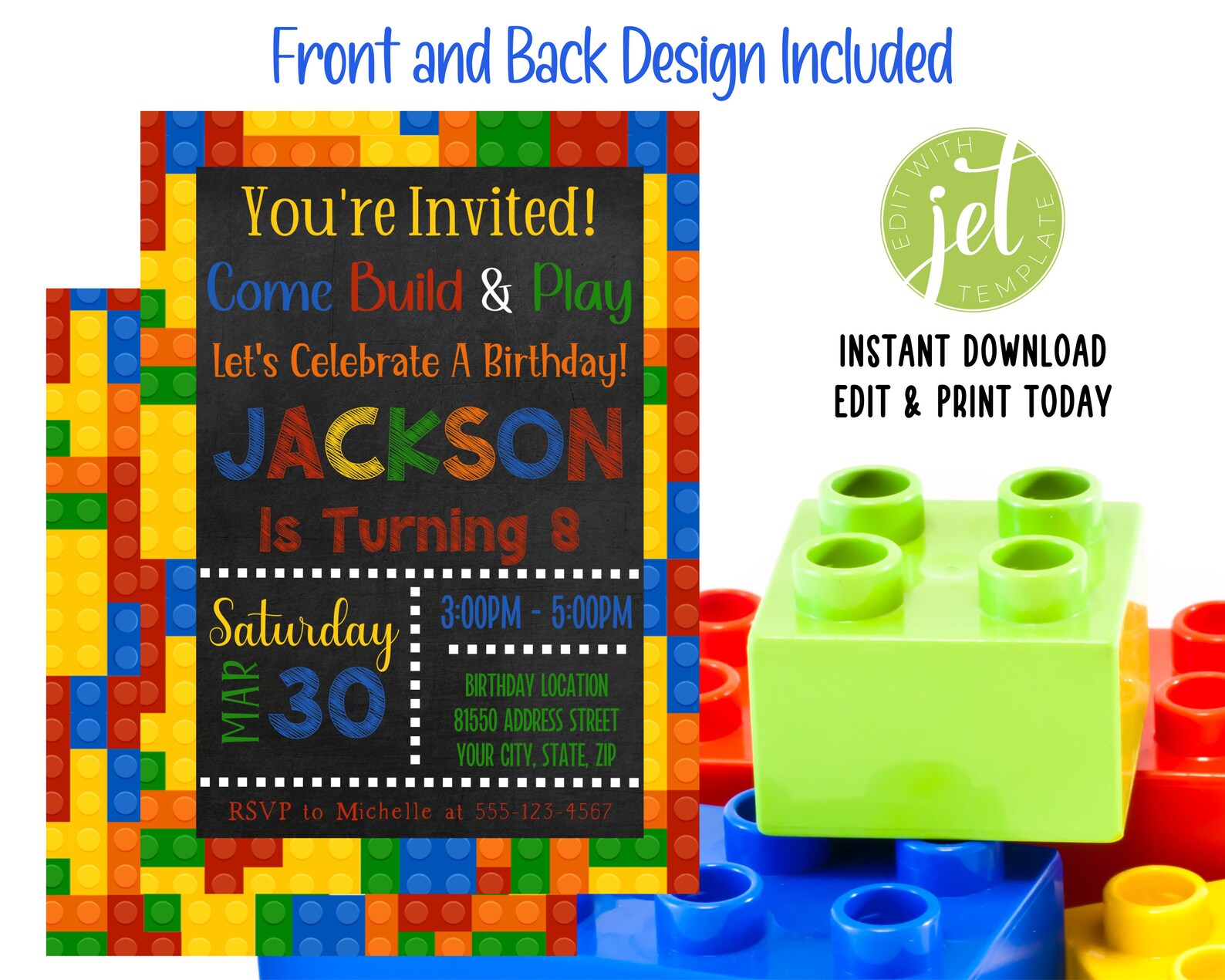 Editable Building Block Invitation, Building Block Birthday Invitation ...