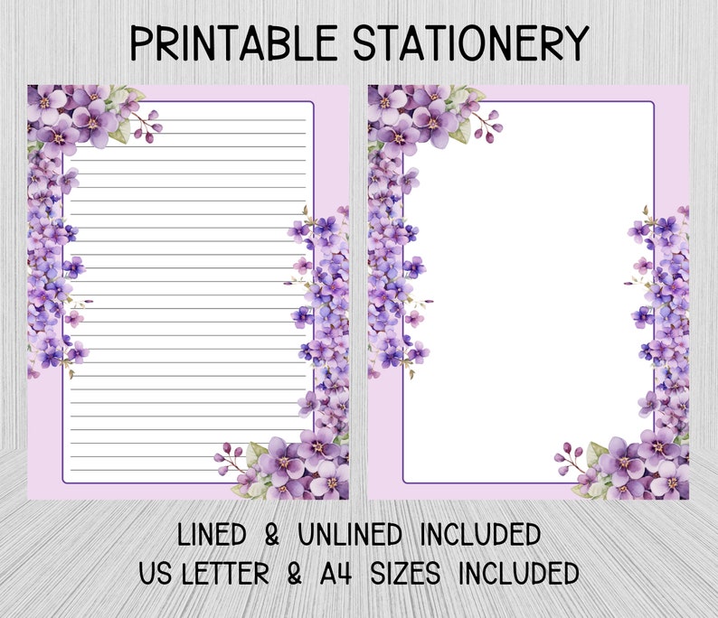 Printable Floral Stationery, Printable Writing Paper, Stationery Paper ...