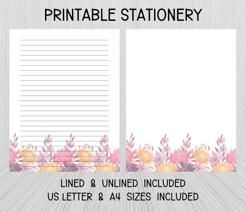 Printable Floral Stationery, Printable Writing Paper, Stationery Paper ...