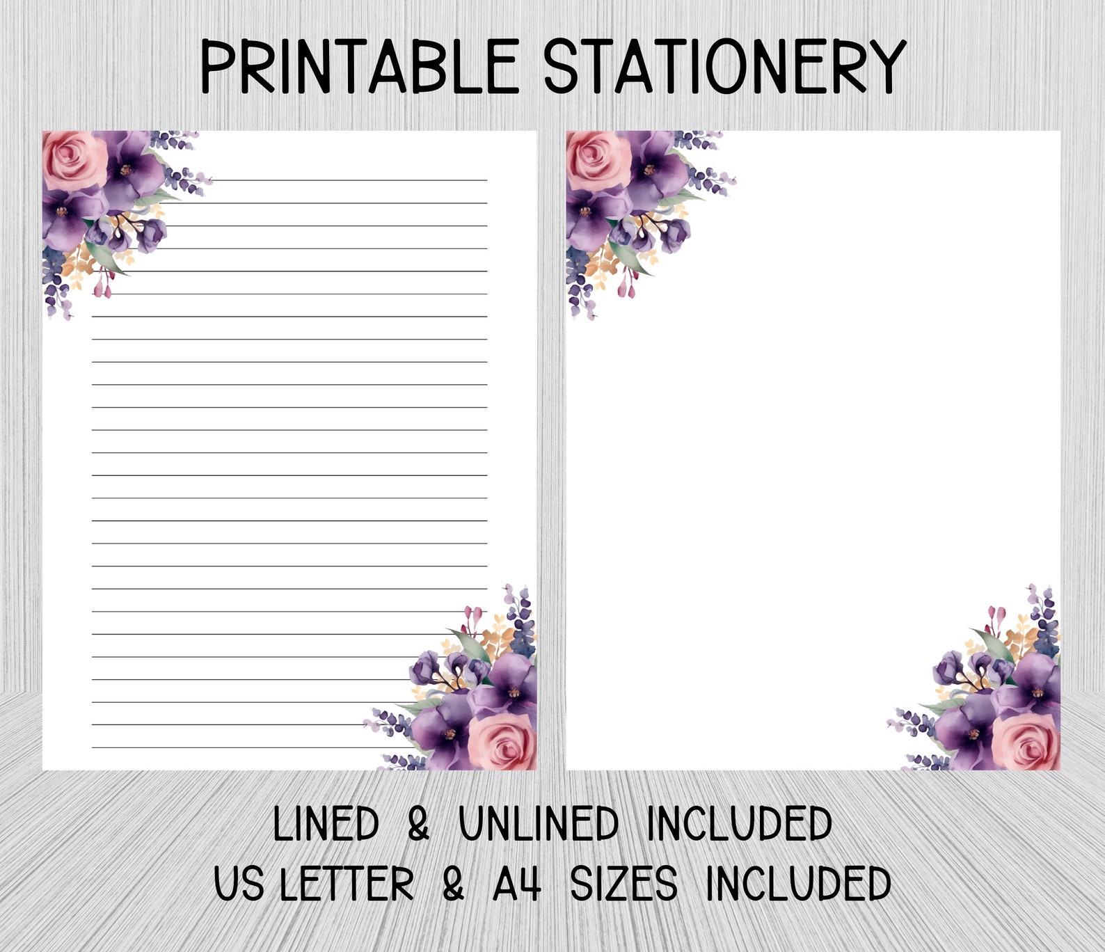 Printable Floral Stationery, Printable Writing Paper, Stationery Paper ...