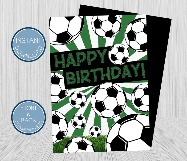 Printable Birthday Card, Soccer Birthday Card, Sports Card for Kids ...