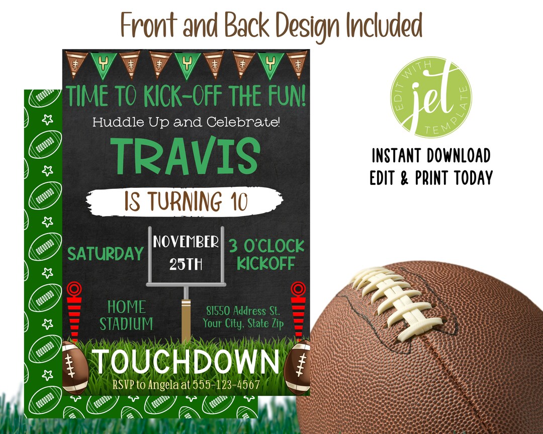 Editable Football Invitation, Football Birthday, Football Party, Boy ...