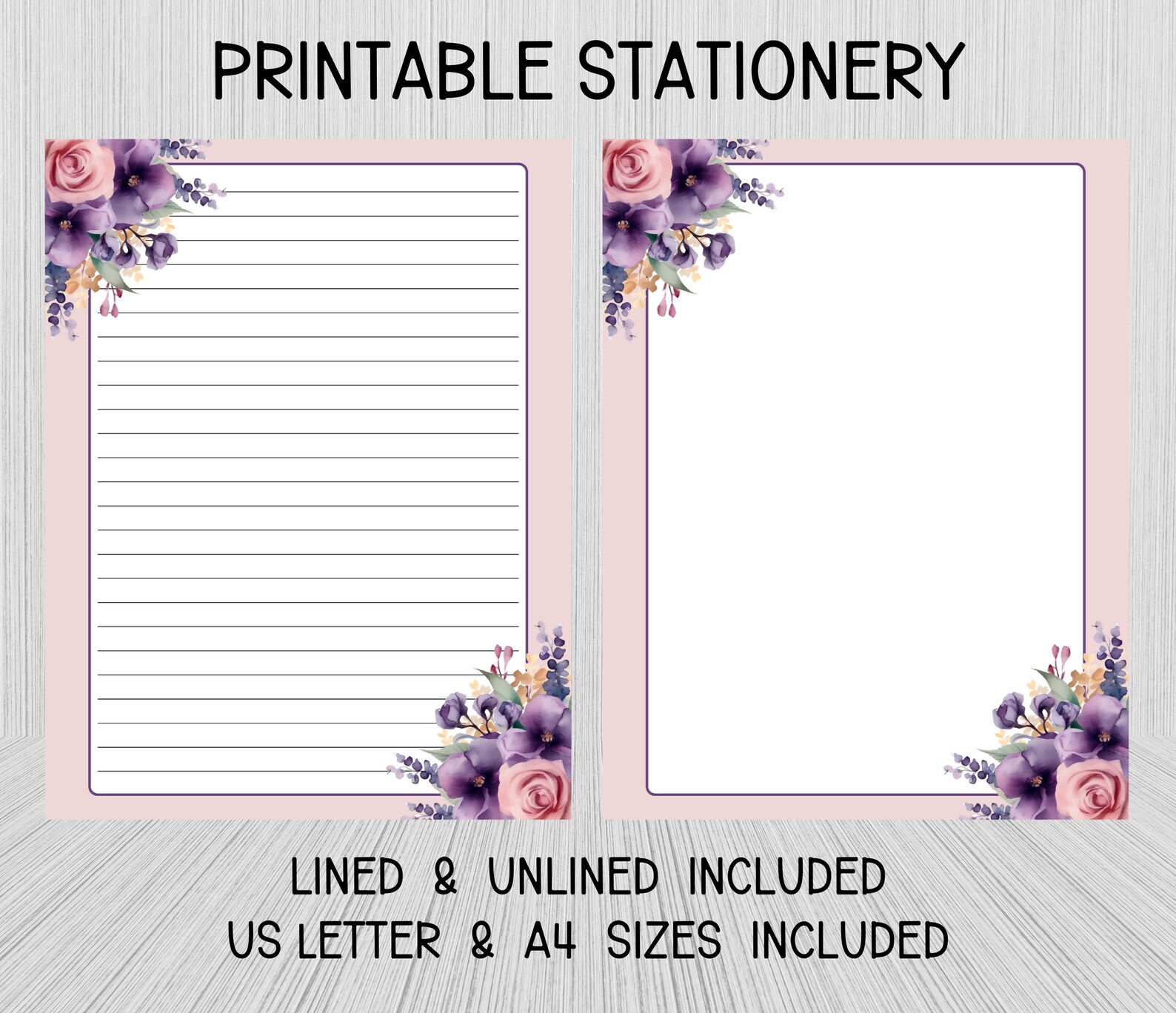 Printable Floral Stationery, Printable Writing Paper, Stationery Paper ...