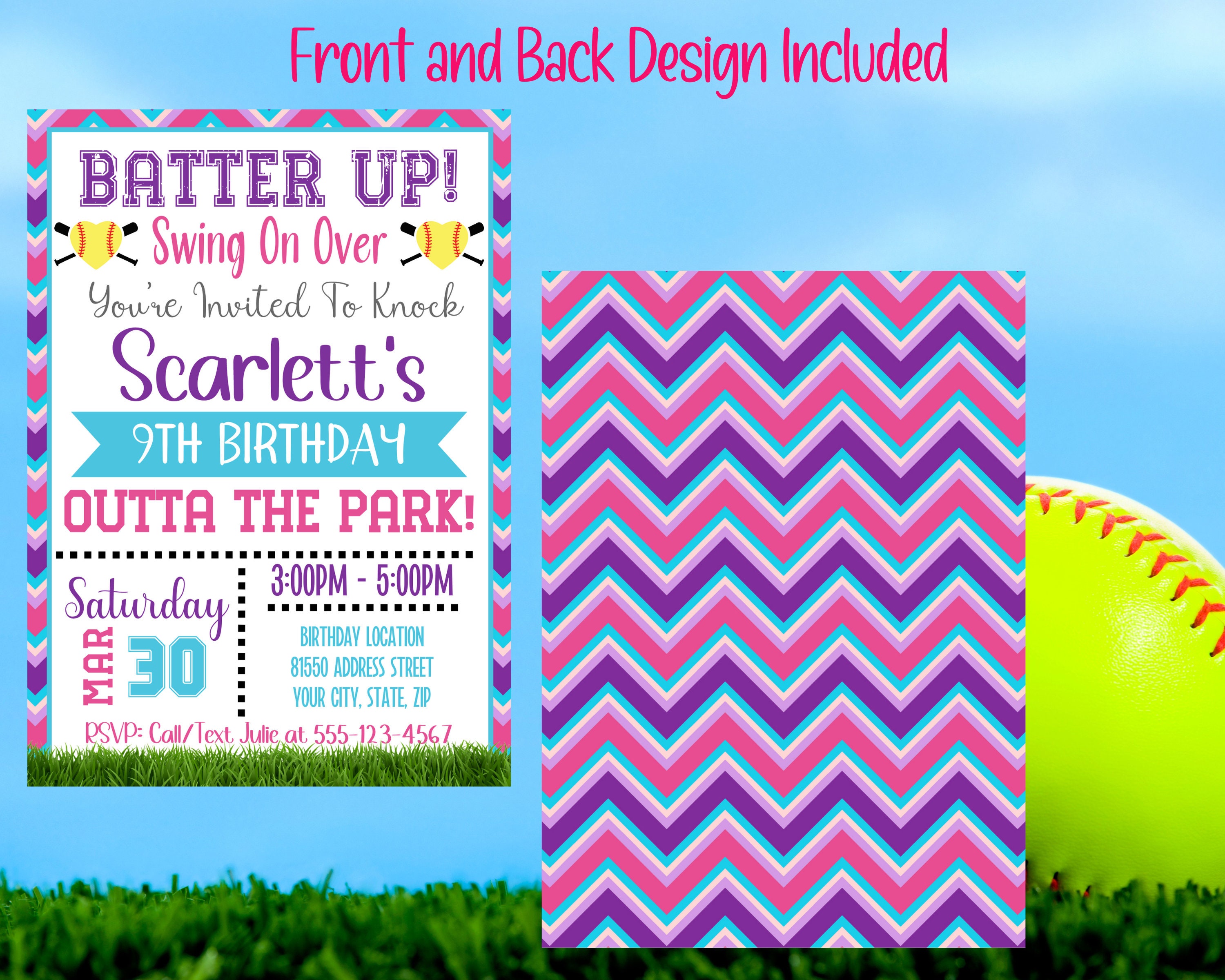 Editable Softball Invitation, Softball Birthday Invitation, Softball ...