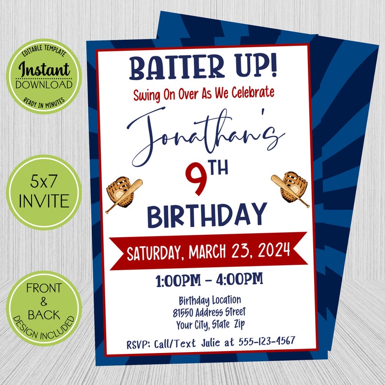 Editable Baseball Invitation, Baseball Birthday Invitation, Baseball ...