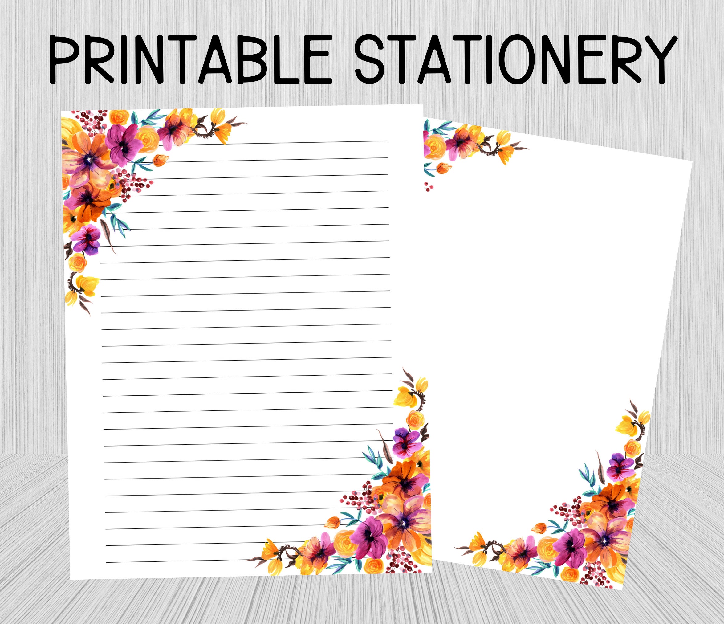 Printable Floral Stationery, Printable Writing Paper, Stationery Paper ...