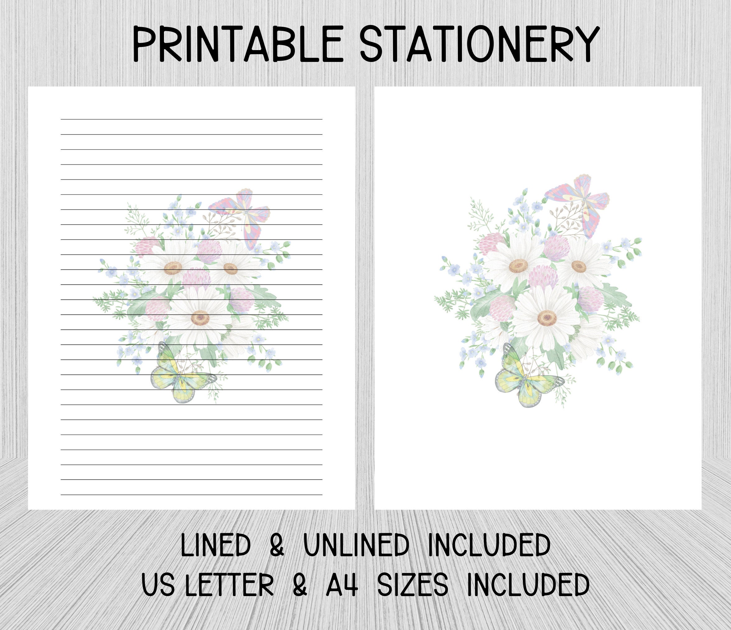 Printable Floral Stationery, Printable Writing Paper, Stationery Paper ...
