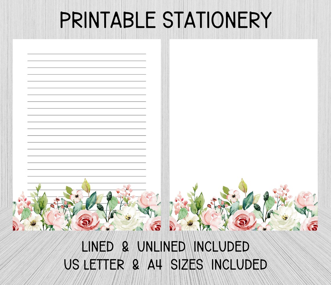Printable Floral Stationery, Printable Writing Paper, Stationery Paper ...