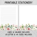 Printable Floral Stationery, Printable Writing Paper, Stationery Paper ...