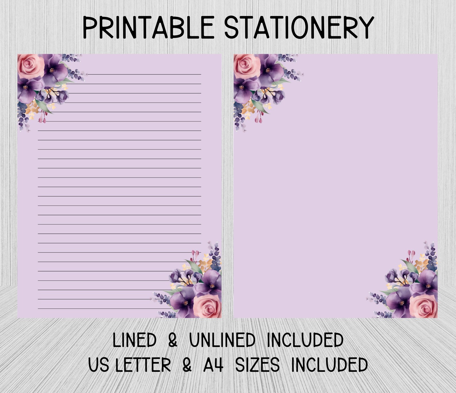 Printable Floral Stationery, Printable Writing Paper, Stationery Paper ...
