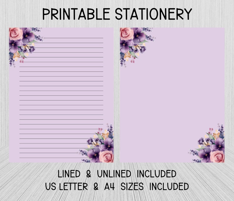 Printable Floral Stationery, Printable Writing Paper, Stationery Paper ...