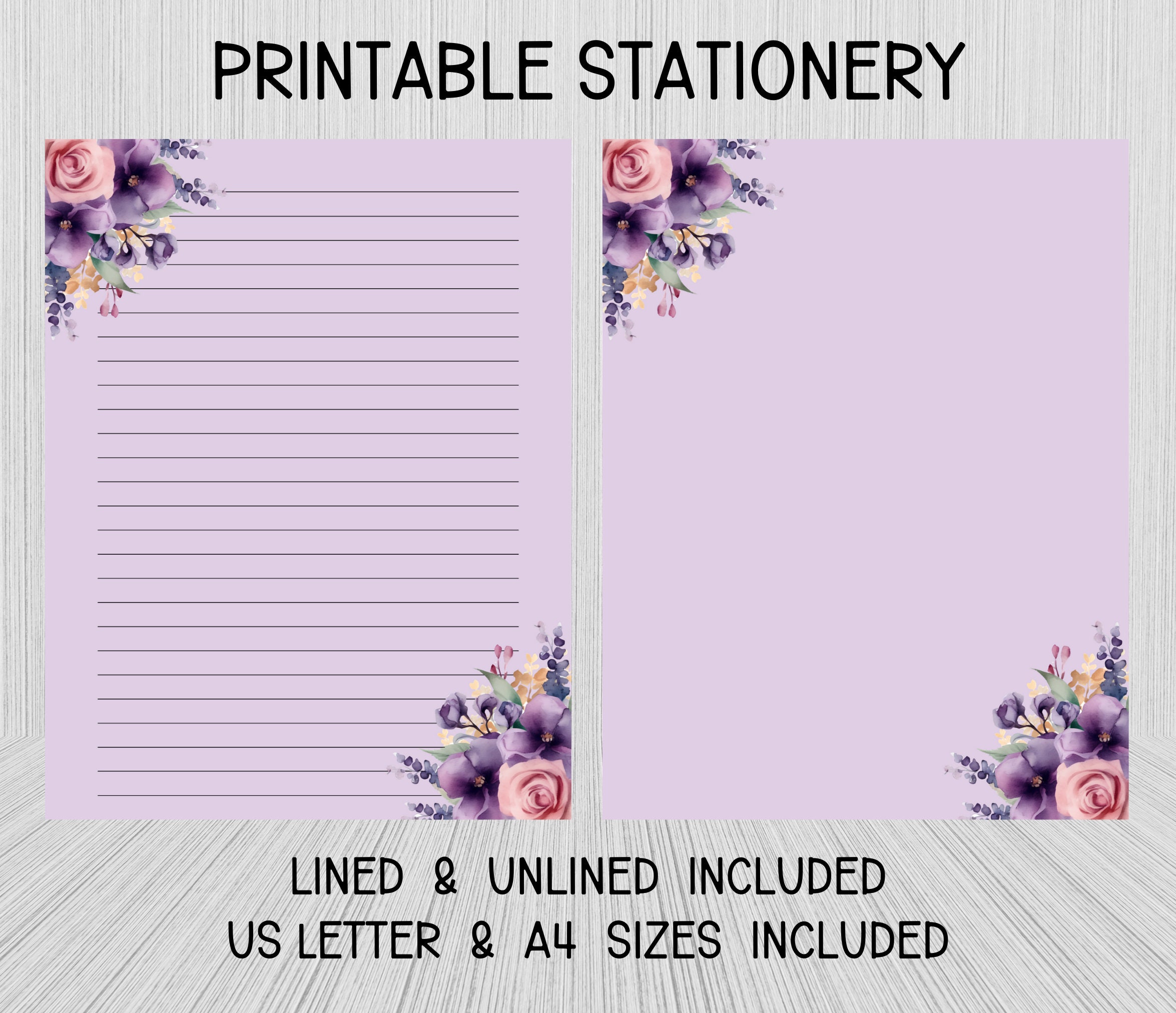 Printable Floral Stationery, Printable Writing Paper, Stationery Paper ...
