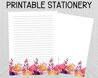 Printable Floral Stationery, Printable Writing Paper, Stationery Paper ...