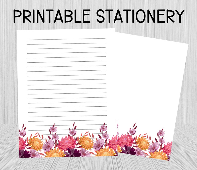 Printable Floral Stationery, Printable Writing Paper, Stationery Paper ...