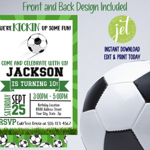 Editable Soccer Invitation, Soccer Birthday Invitation, Soccer ...
